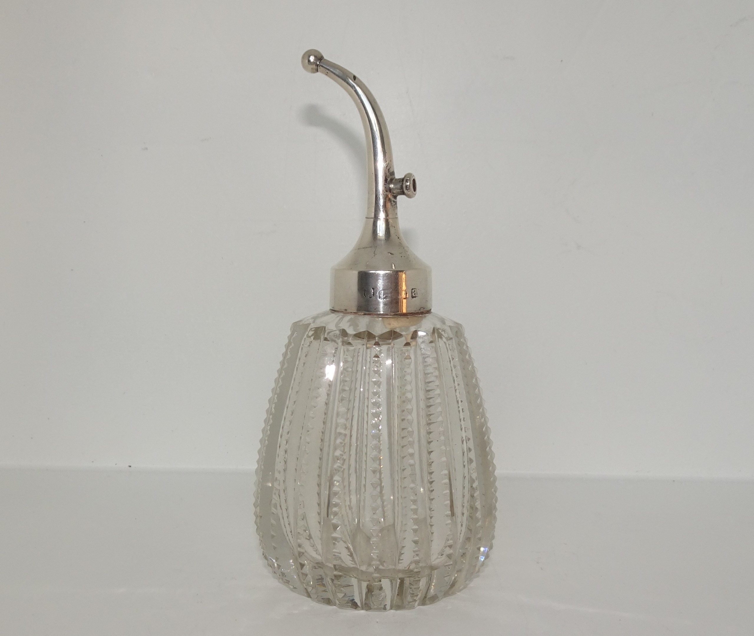 Cut glass and silver atomiser Birmingham1900 - Antiques at Wichwood